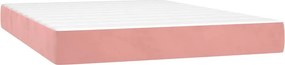 Box spring postel s matrací a LED růžová 140x200 cm samet 3134650