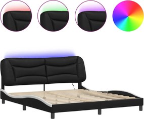 Rám postele s LED bez matrace Hvar černý a bílý 180x200 cm 3213953