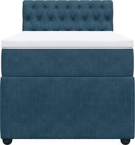 Box spring postel s matrací modrá 80 x 200 cm samet 3287600