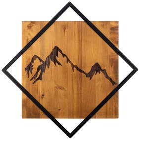 Wallexpert Dekorativní nástěnný dřevěný doplněk Mountain 2, Ořech, Černá