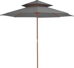 vidaXL Dvoupatrový slunečník s dřevěnou tyčí, 270x270 cm, [44520] Barva: antracitová