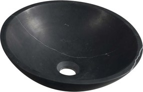 Sapho Blok - Umyvadlo na desku, průměr 40 cm, bez otvoru pro baterii, černý kámen 2401-35