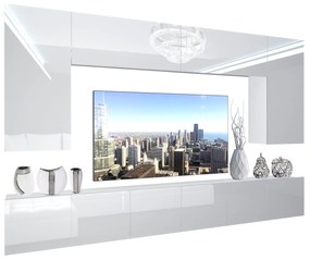 Obývací stěna Belini Premium Full Version  bílý lesk + LED osvětlení Nexum 19