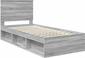 Rám postele s čelo Šedá Sonoma 90 x 190 cm Masivní borové dřevo 3411060