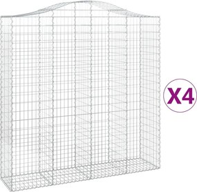 vidaXL Klenuté gabionové koše 4 ks 200x50x200/220cm pozinkované železo [3145747]