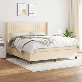 Box spring postel s matrací krémová 180x200 cm textil 3131614