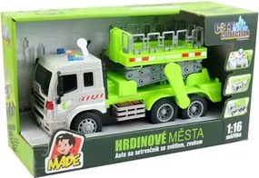 MaDe 14281 - Auto s plošinou na setrvačník, se světlem a zvukem, na ba