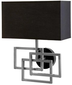 OnaDnes -20% Moebel Living Stříbrná kovová nástěnná lampa s černým stínidlem Leonor 44 cm