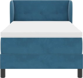 Postel s boxspringem s čelo Tmavě moddrá 100 x 200 cm samet 3340380