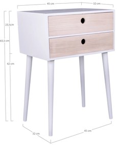 Nordic Experience Bílý/přírodní noční stolek Macy se dvěma šuplíky