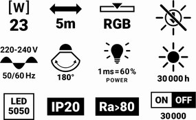 RGB LED pásek s WiFi Bluetooth dálkovým ovládáním TUYA 5m 23W