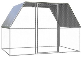 Klec pro kuřata stříbrná a šedá 3 x 2 x 2 m pozinkovaná ocel 155889