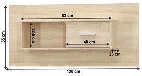 Kondela Visící skříňka 1D s policemi, dub sonoma, TEYO