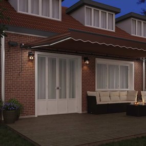 Ručně zatahovací markýza s LED světly hnědá 600 x 300 cm 3310222