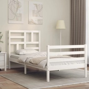vidaXL Rám postele s čelem 90 x 200 cm masivní dřevo [3194882] Barva: Bílá