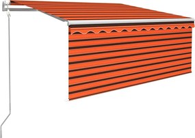 Automatická markýza roleta LED senzor větru 3,5x2,5 m oranžová 3069295