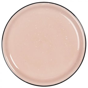 Růžový keramický talíř s kaňkami Madolen – 22x3 cm