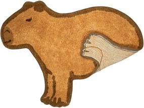 Hnědý bavlněný dětský koberec 52x68 cm Capybara – Sass &amp; Belle