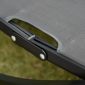 Outsunny sada 2 lehátek zahradní lehátka látková relaxační lehátka ergonomická hliníková Texteline tmavě šedá 165 x 61 x 63 cm | Aosom