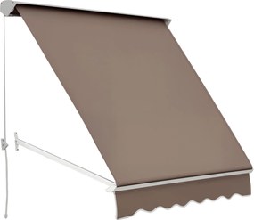 Outsunny Ruční Markýza s Nastavitelným Sklonem z Hliníku Voděodolná Polyester 70L x 180W cm Světle Taupe | Aosom