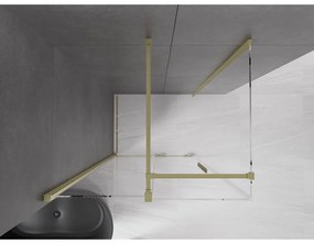 Mexen Velar, sprchový kout s posuvnými dveřmi 100(dveře) x 110(stěna) cm, 8mm čiré sklo, zlatá matná, 871-100-110-01-55