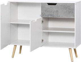 HOMCOM Kuchyňský Servírovací Skříňka s 2 Dveřmi a 1 Zásuvkou - Úložný Kancelářský Nábytek pro Obývací Pokoj, Ložnici, Moderní Styl 98x39x81,5 cm Bílá