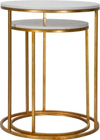 Sada odkládacích stolků Xaviere 52 cm zlatá / bílá