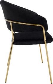Designové jídelní křeslo, černá Velvet látka/gold chrom zlatý, DASMIN TYP 1
