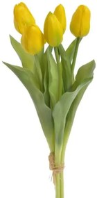Umělé latexové tulipány žluté- 38 cm, svazek 5 ks