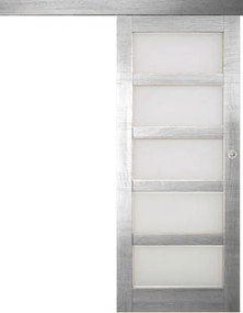 posuvné interiérové dveře na stěnu vasco doors BRAGA model 6 Průchozí rozměr: 70 x 197 cm, Orientace dveří: Levé dveře, Dekor: Dub Aljaška