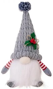 Svítící vánoční trpaslík na baterie FROSTIE 28 cm, šedý