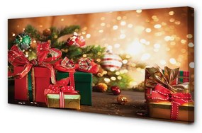 Obrazy na plátně Dárky vánoční ozdoby světla 120x60 cm