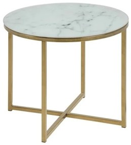 Konferenční kulatý stolek Alisma 3 mramor bílý/zlatá
