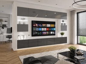 Obývací stěna 300 cm TV/RTV šedý lesk  IMP 1/5/W/S/0/0