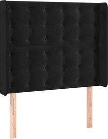 Čelo postele s LED černé 93 x 16 x 118/128 cm samet 3124520