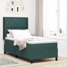 Postel s boxspringem s matrací Tmavě zelená 90 x 200 cm samet 3341939