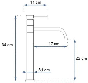 Umyvadlová baterie REA LUGANO SLIM vysoká - BG zlatá