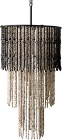 Přírodní stropní světlo s dřevěnými korálky Roellie - Ø 50*90cm/ E27/ 40W
