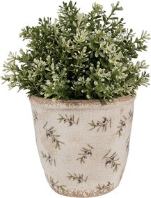Béžový antik obal na květináč s olivami Olive Fields M - Ø 14*13 cm