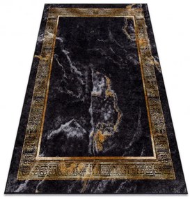 Dywany Łuszczów, Kusový koberec Miro 51278.809 Marble black / gold, 80x150, černá, chodba / předsíň