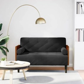 Pohovka Loveseat s podhlavníkem, černá, 110 cm, samet