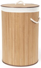 Bambusový koš na prádlo s víkem Compactor Bamboo - kulatý, přírodní, 40 x v.60 cm