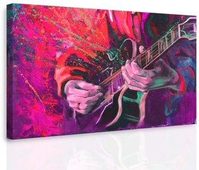 Obraz malovaný kytarista Velikost (šířka x výška): 120x80 cm