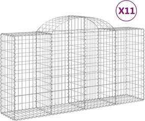 Klenuté gabionové koše 11ks 200x50x100/120cm pozinkované železo 3146329