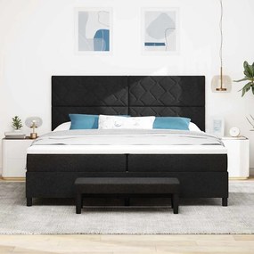 Postel s boxspringem s čelo Černá 200 x 200 cm textil 3344172