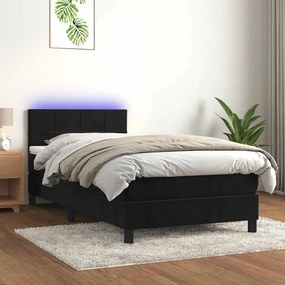 Box spring postel s matrací a LED černá 80 x 200 cm samet 3134371
