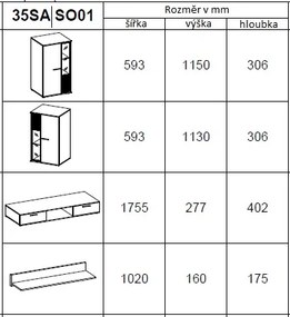 Obývací stěna STRAKOŠ SAL sonoma