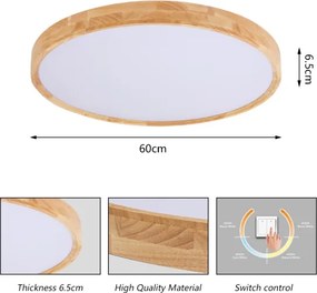 Brilagi - LED Stropní svítidlo WOODROUND LED/40W/230V 3000/4000/6000K pr. 60 cm