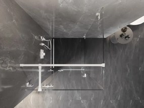 Mexen Lunar T, sklápěcí sprchový kout levý 80 x 80 cm, 8mm čiré sklo, bílý profil, 834T-080-080-20-00-L