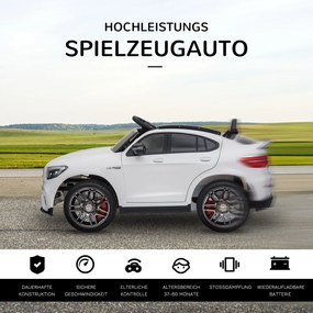 HOMCOM 12V Mercedes-Benz AMG GLC63S COUPE dětské elektrické autíčko s dálkovým ovládáním a bezpečnostním pásem, 2 x 35W motory, bílé 115 x 70 x 55 cm…